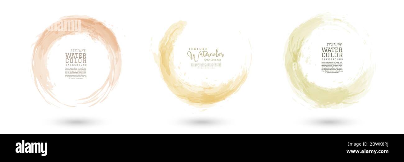 Circle splash with pastel yellow watercolor set. Stain artistic vector ...