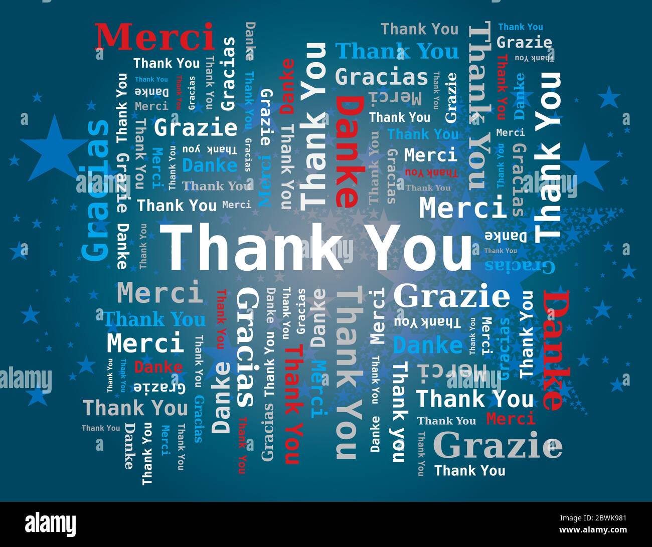 Word Cloud - Thank You in 5 Languages English French German Italian ...