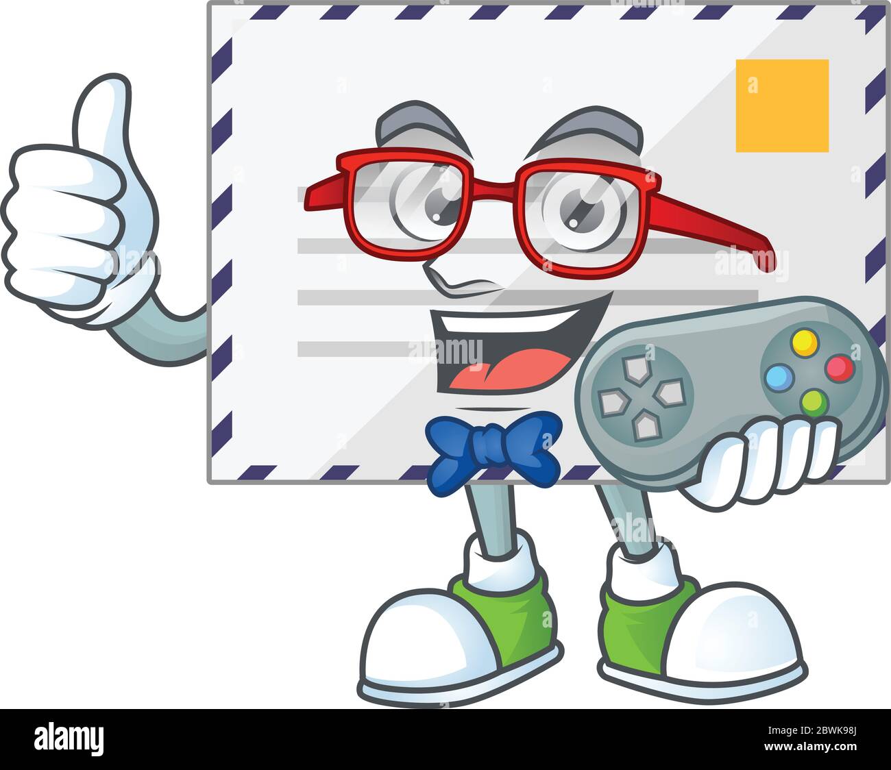 Cartoon mascot design of letter play a game with controller Stock ...