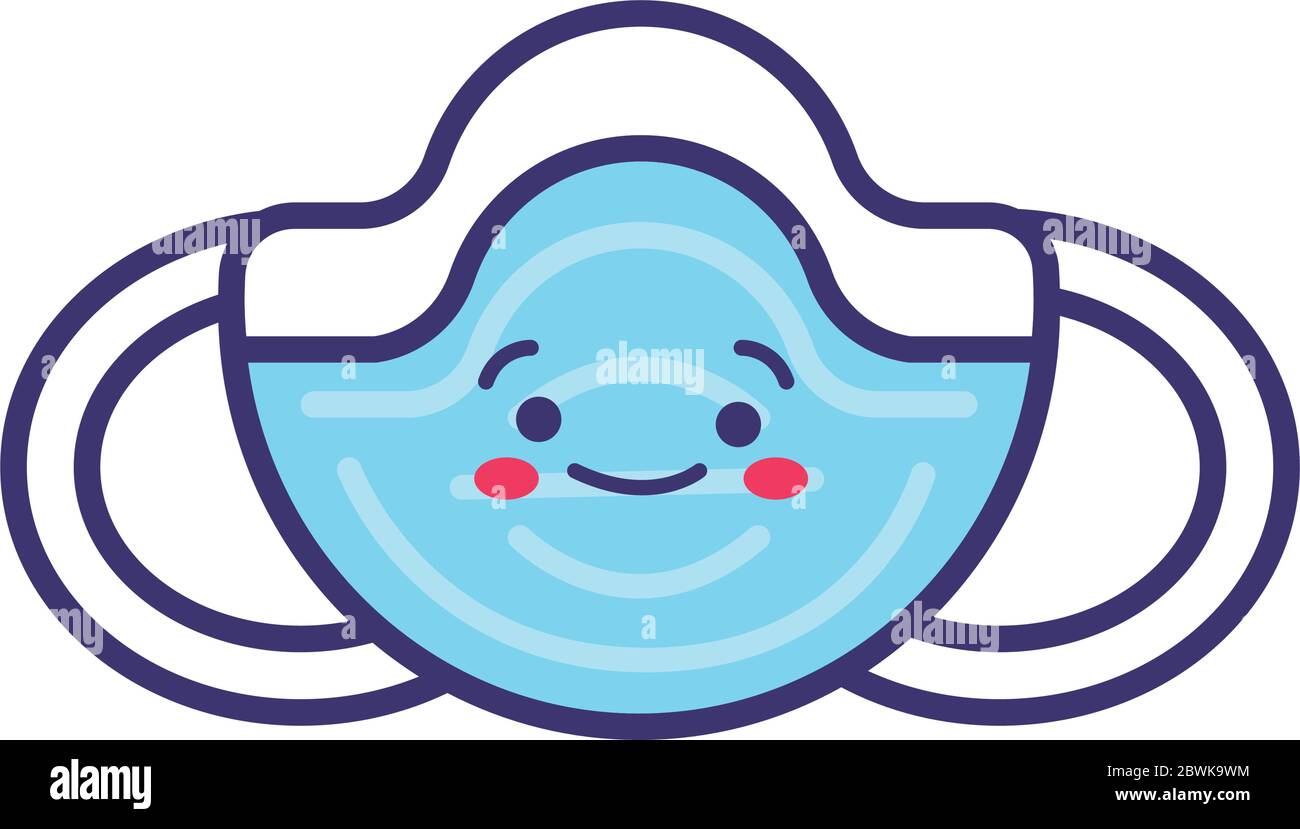 face mask accessory kawaii line style Stock Vector Image & Art - Alamy