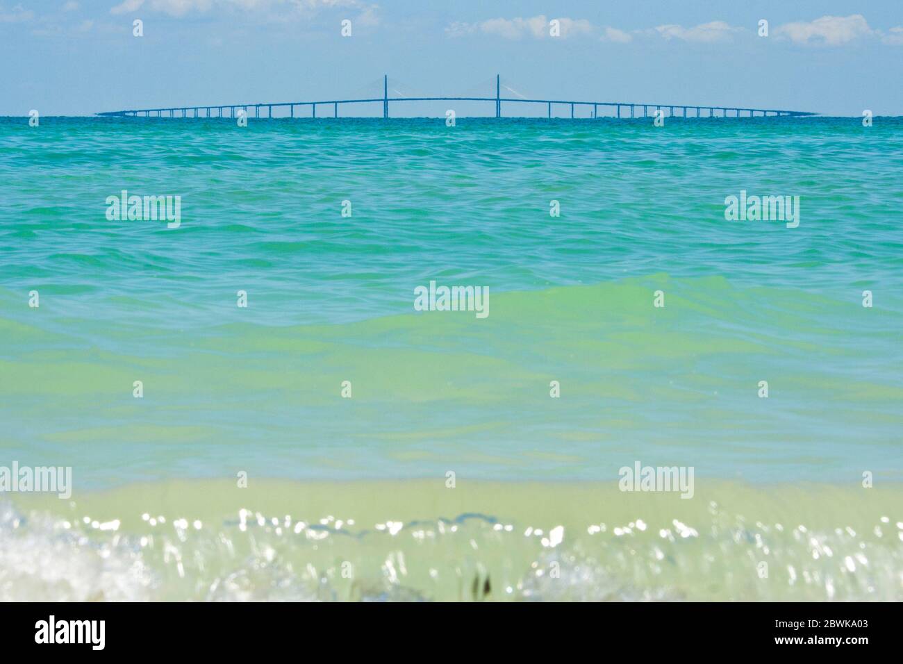 shallow water and on the background the amazing bridge of tampa Stock ...