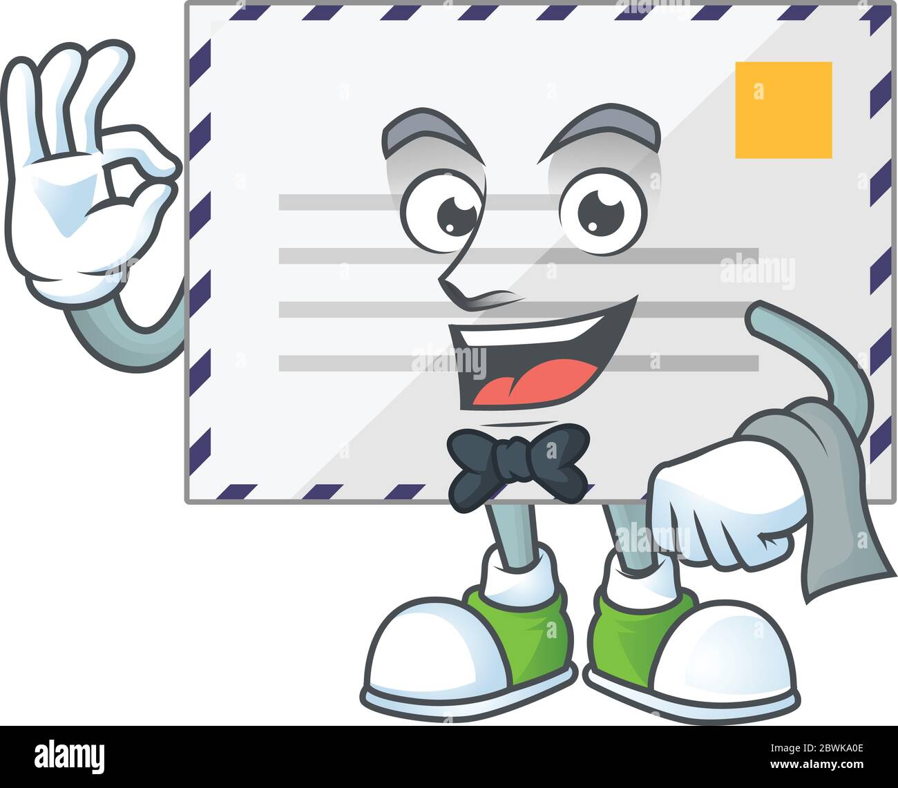 A cartoon image of letter as a waiter character ready to serve Stock ...