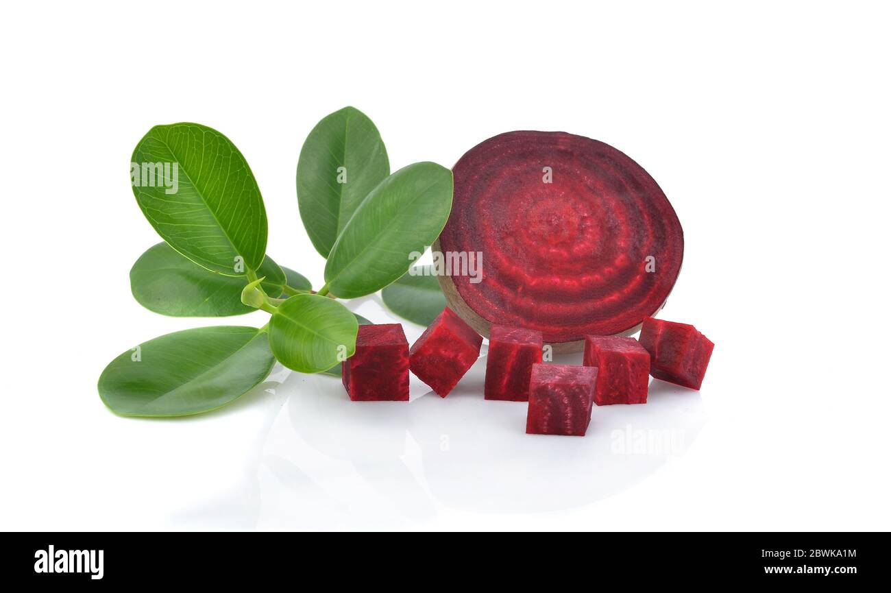 Beetroot ,ripe beetroot and green leaf isolated on white background ...