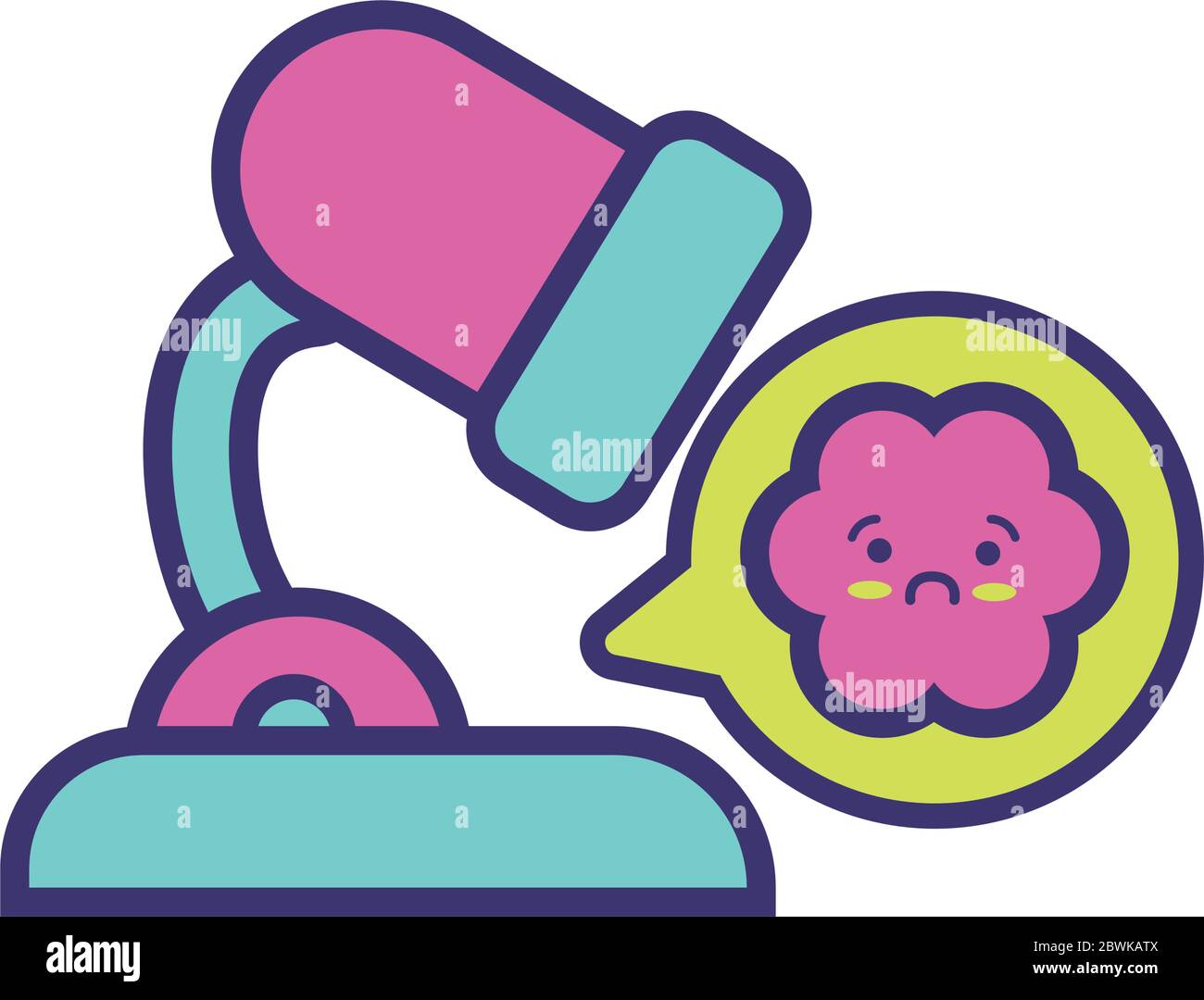 microscope laboratory kawaii line style Stock Vector Image & Art - Alamy