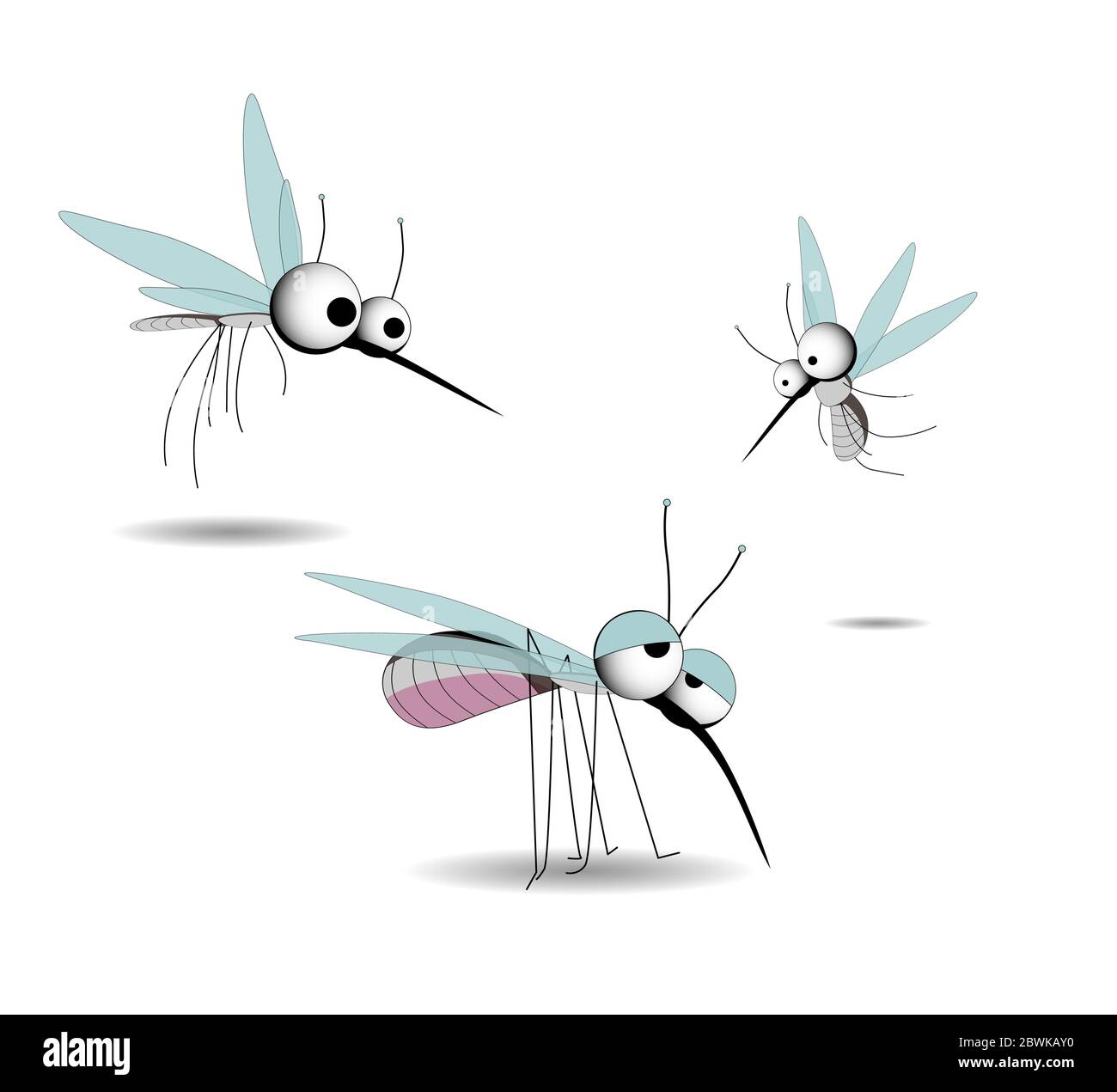 Mosquitoes CHARACTER. Insect parasites. Vector illustration isolated on ...