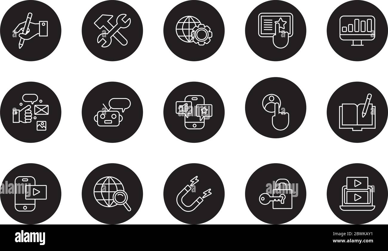 set of digital contents icons Stock Vector Image & Art - Alamy