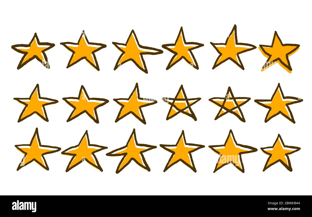 Stars set in doodle style. Collection of simle elements. Vector ...