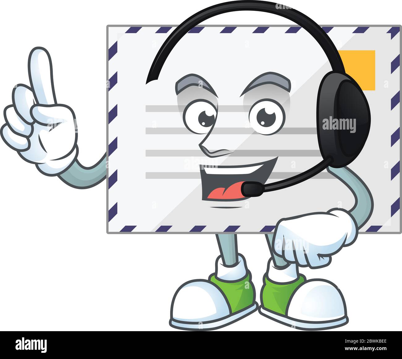 Letter cartoon character style speaking with friends on headphone Stock ...