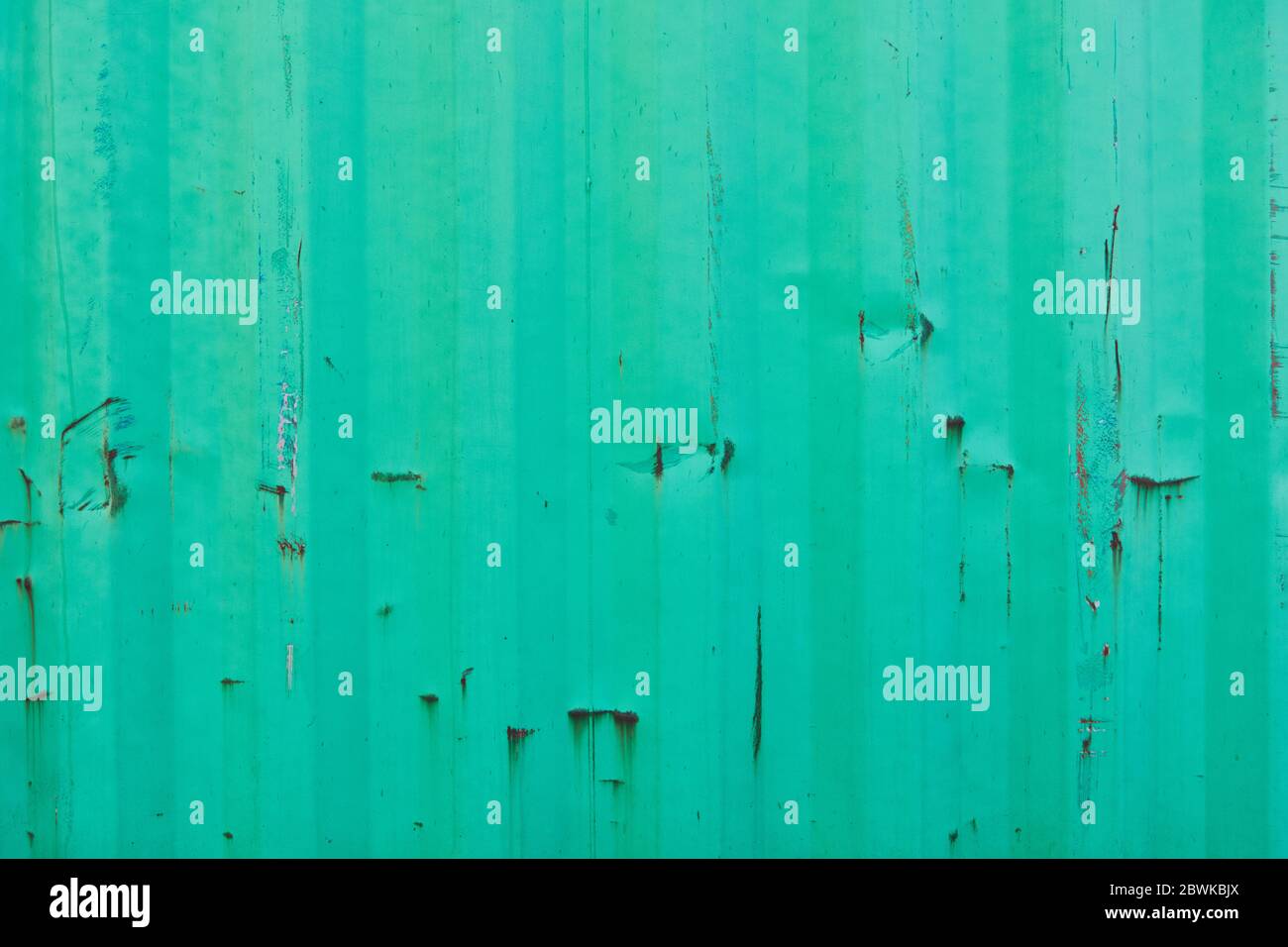 Turquoise metal wall from container with rust as background texture ...
