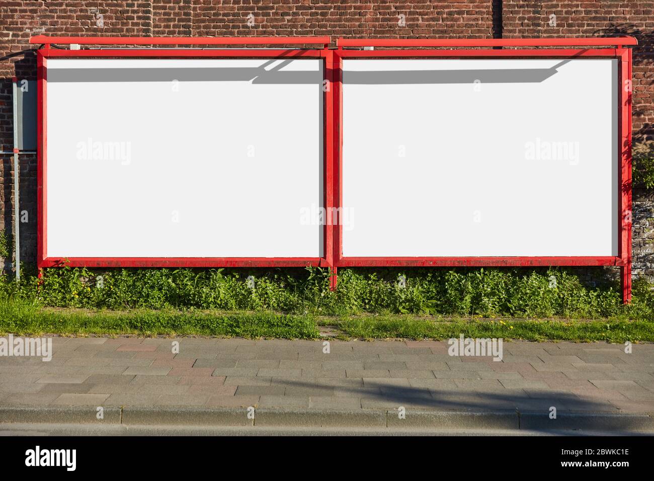Large empty white space on the street for outdoor advertising and ...