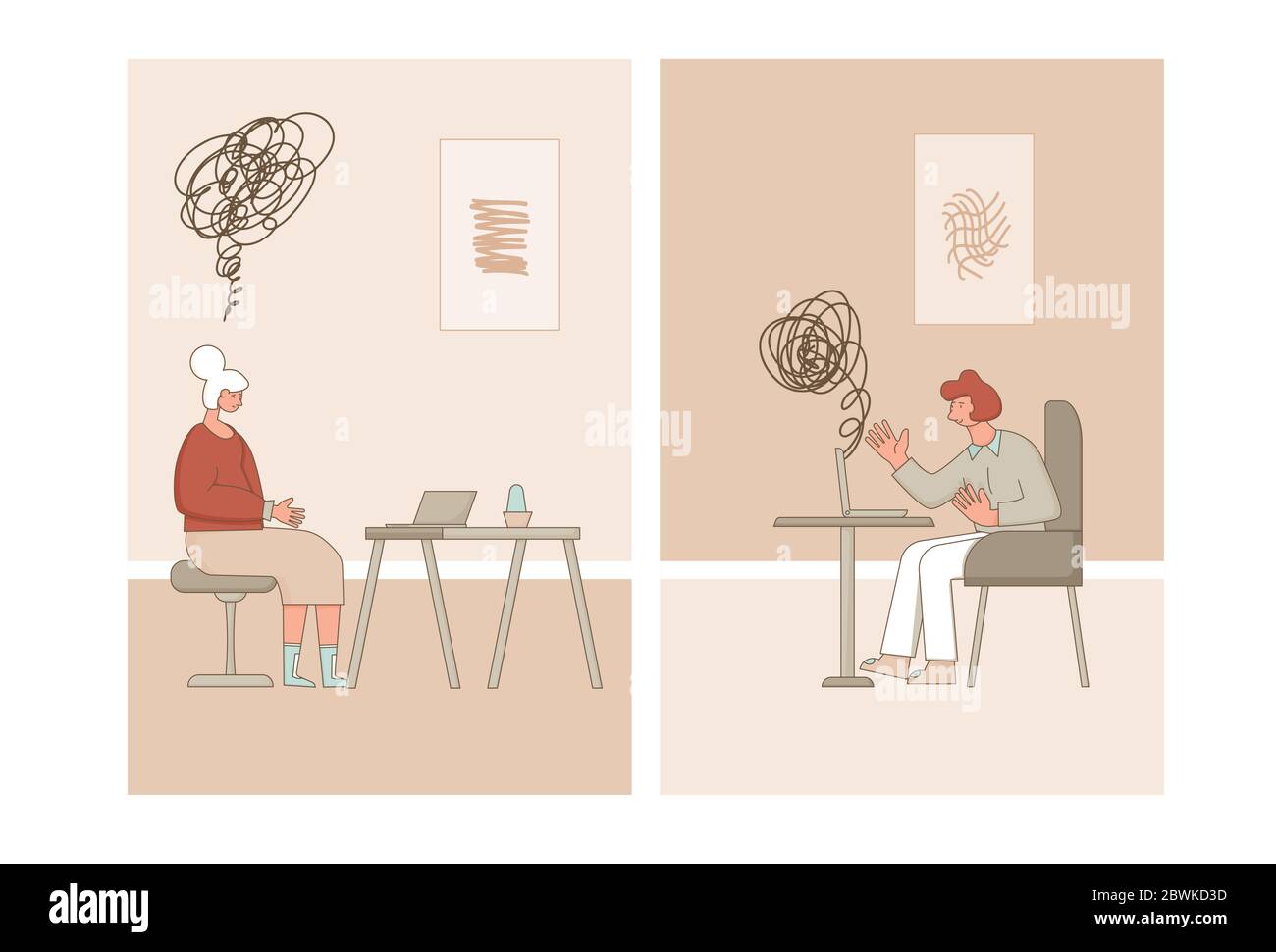 Online counseling. Psychologist having internet therapy session with ...