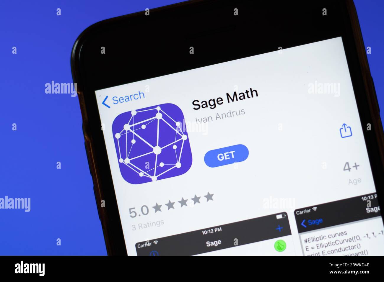 Moscow, Russia - 1 June 2020: Sage Math app mobile logo close-up on ...