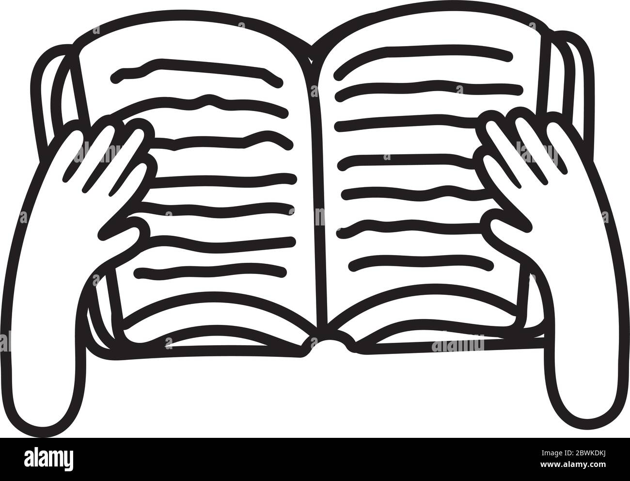 hands with book reading line style Stock Vector Image & Art - Alamy
