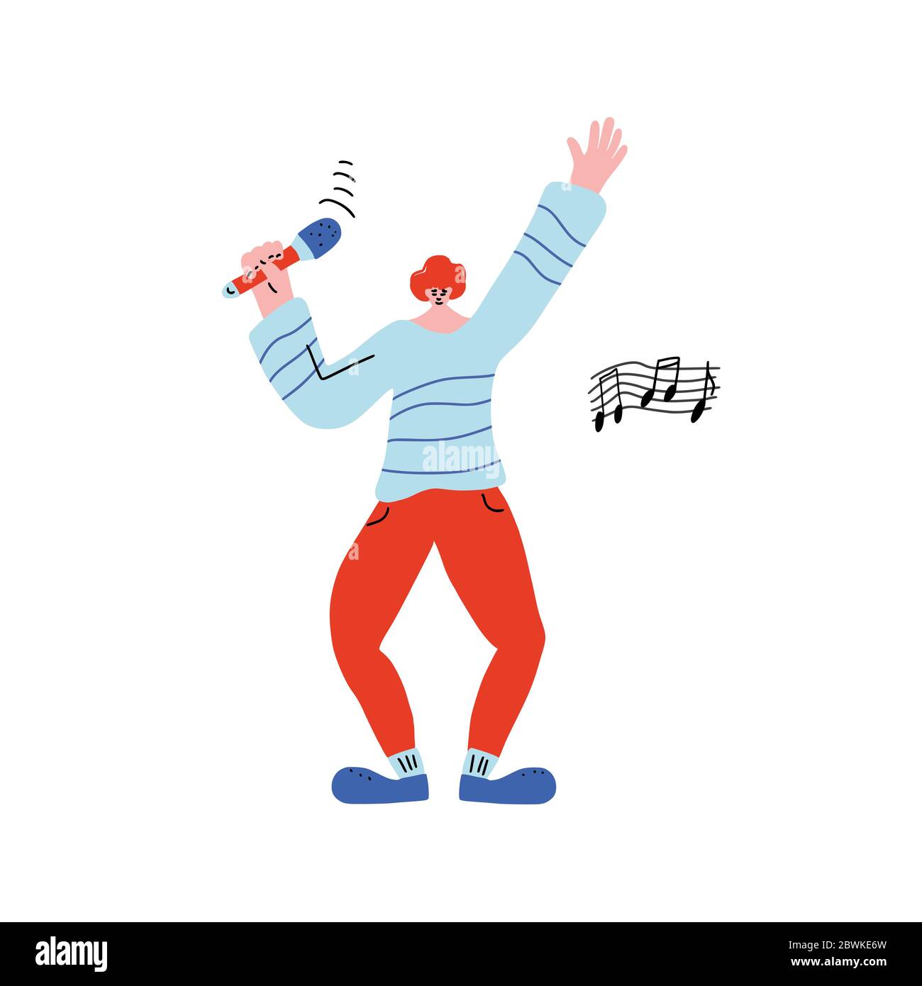 Happy guy singing isolated on white background. Singer standing with ...