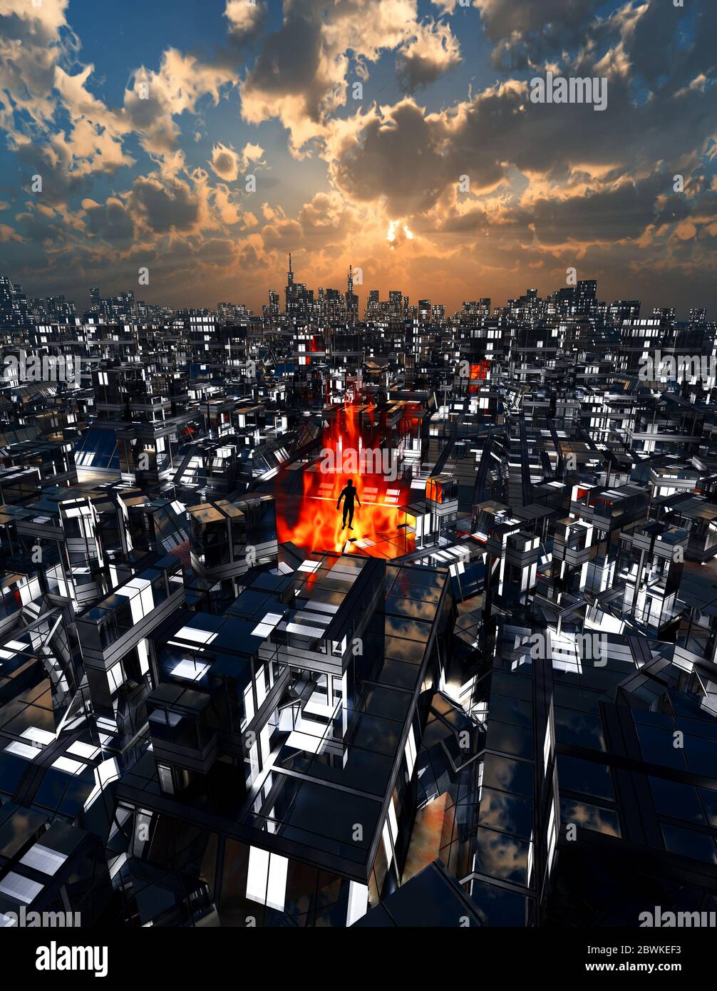 A City on fire Stock Photo - Alamy
