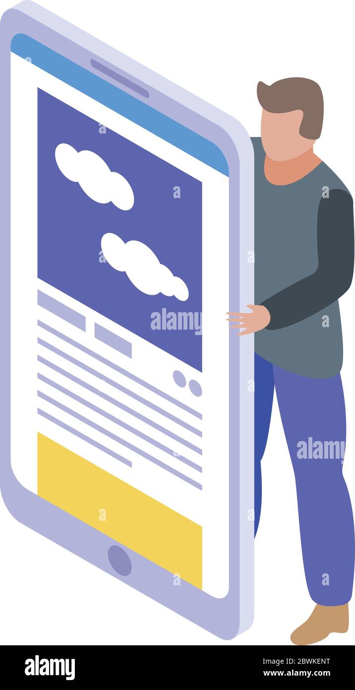 Smartphone addiction icon, isometric style Stock Vector Image & Art - Alamy