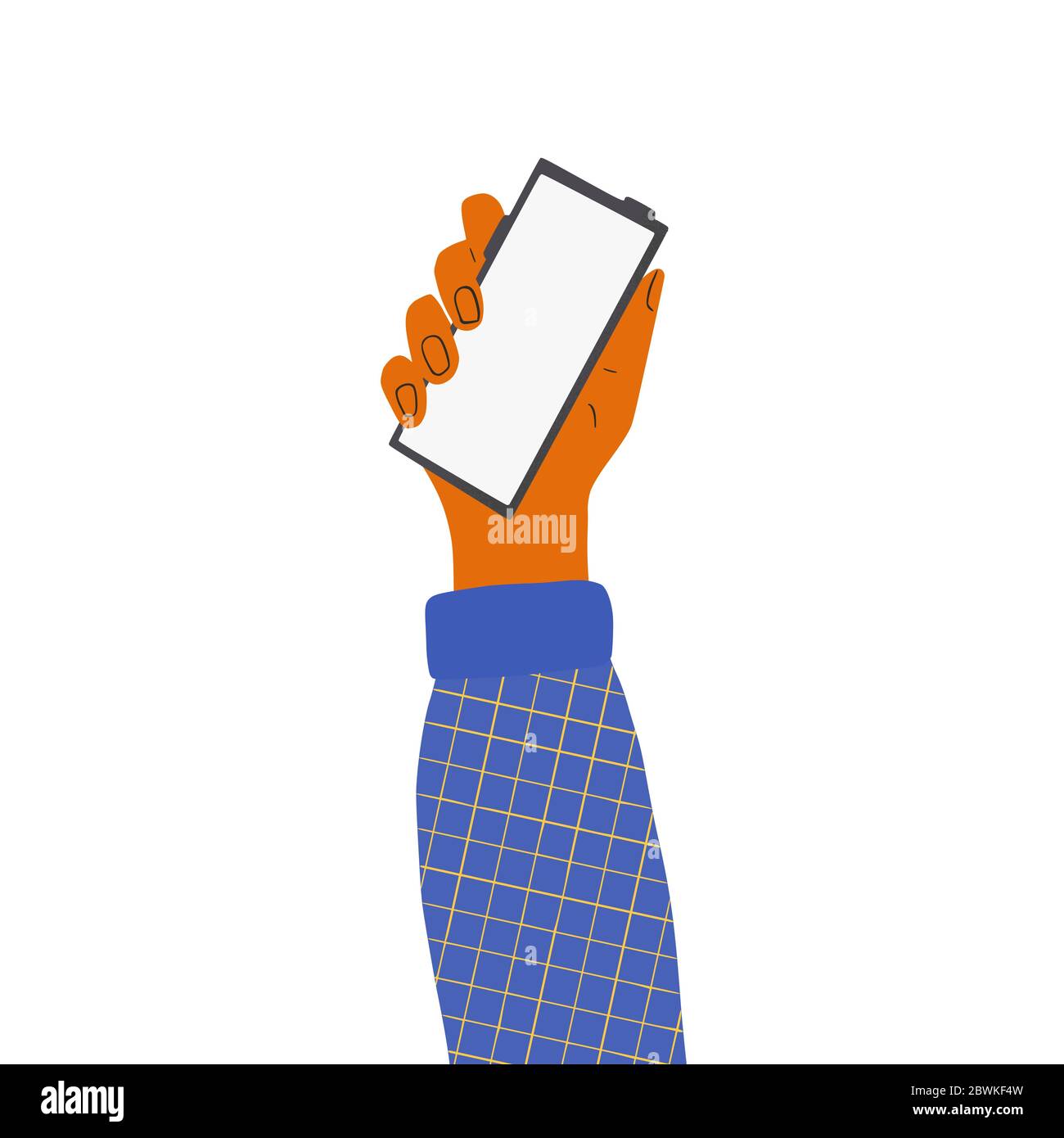 Human hand holding a phone. Smartphone with empty screen isolated on ...