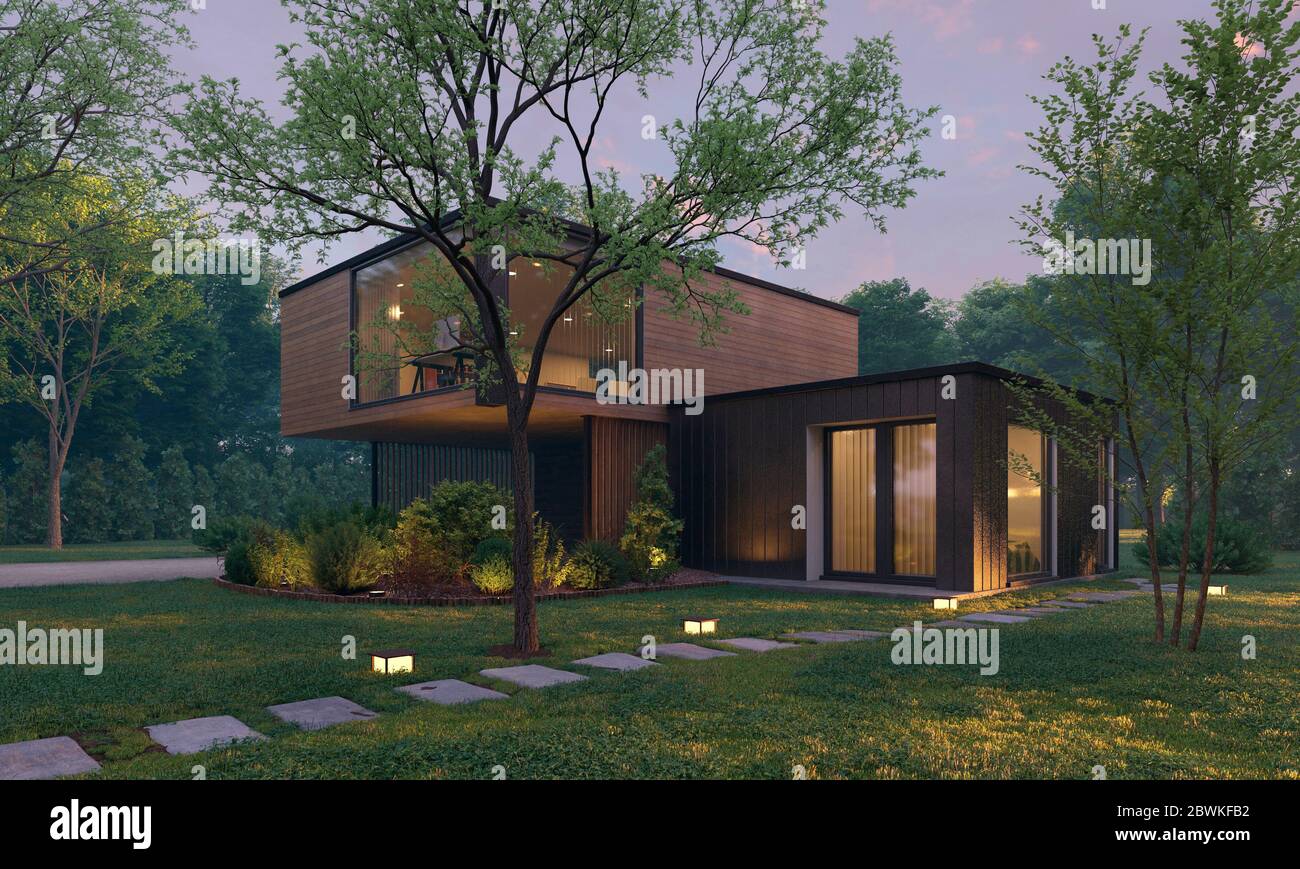 3D illustration render building exterior in the outdoor Stock Photo - Alamy