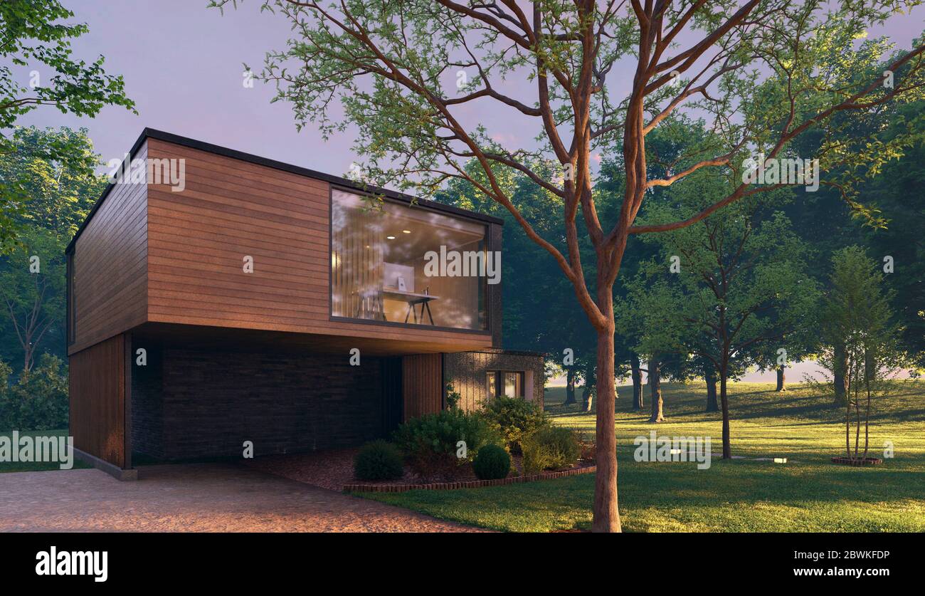 3D illustration render building exterior in the outdoor Stock Photo - Alamy