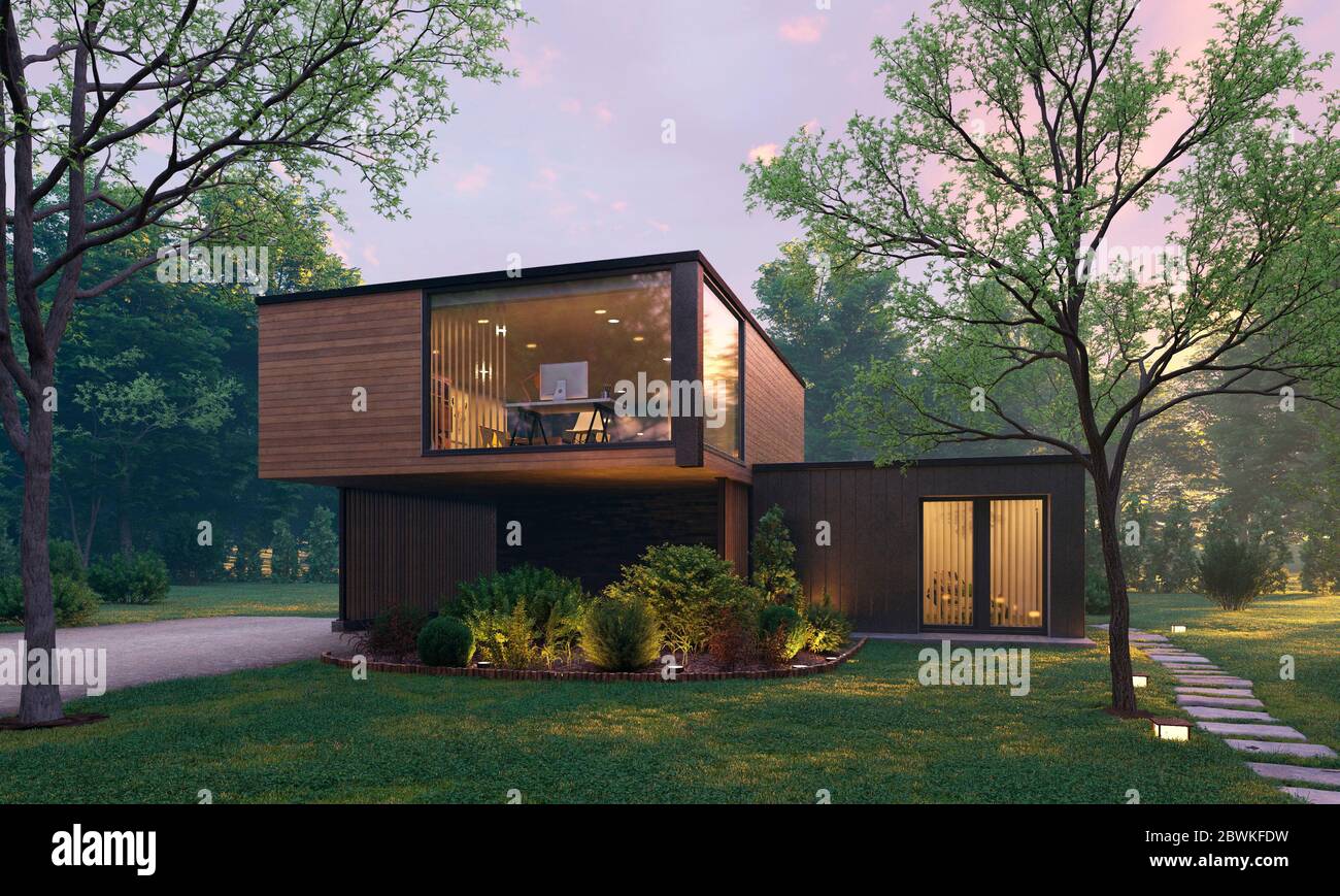 3D illustration render building exterior in the outdoor Stock Photo - Alamy