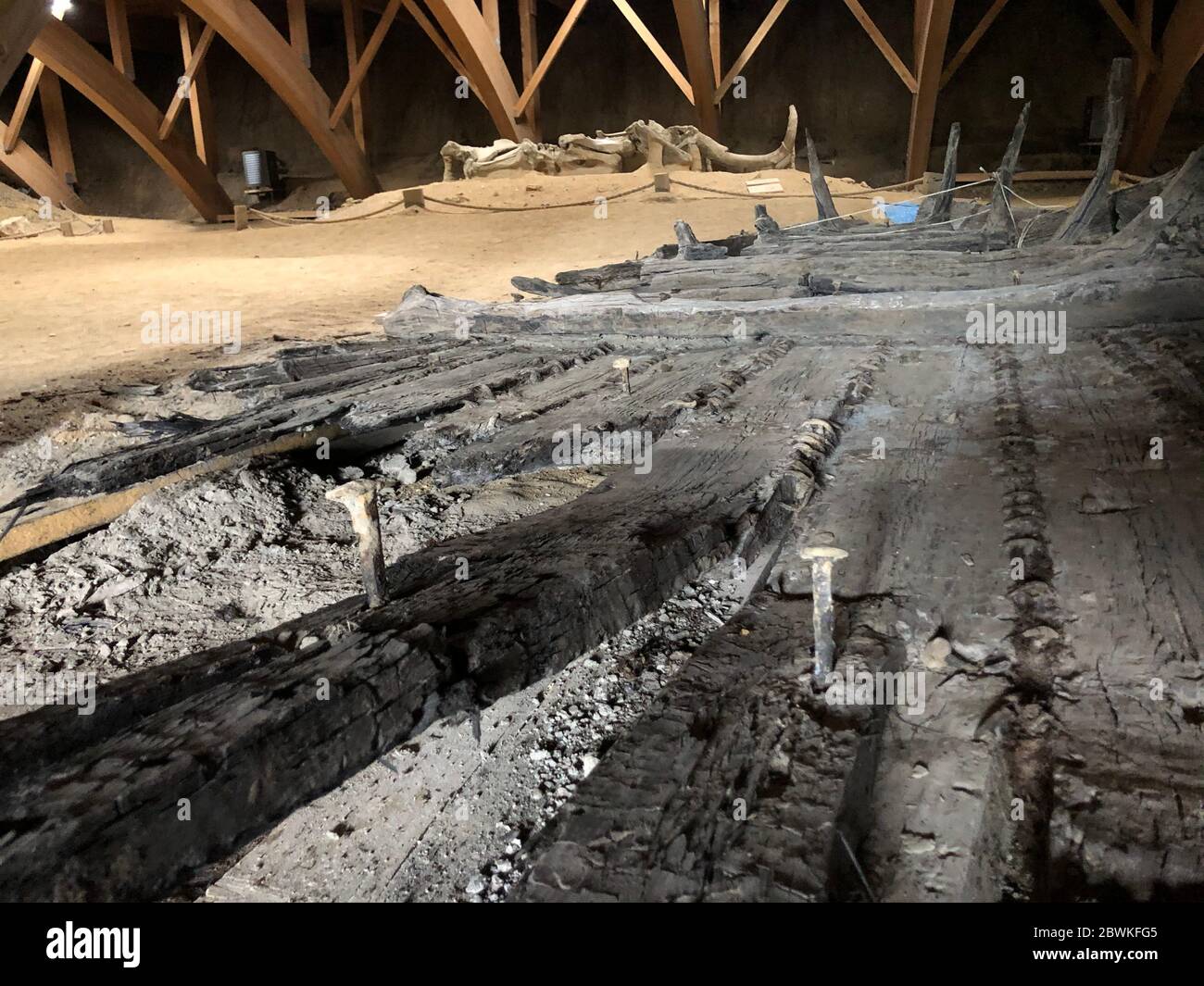 Kostolac, Serbia. 28th May, 2020. Remains of a Roman boat from the 3rd ...