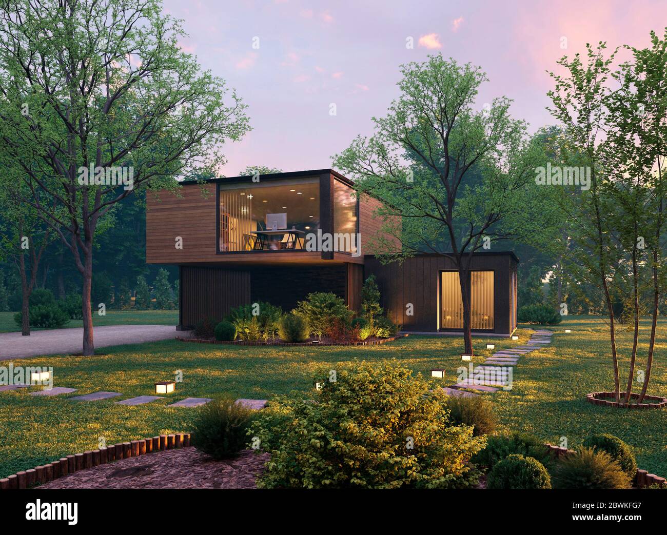3D illustration render building exterior in the outdoor Stock Photo - Alamy
