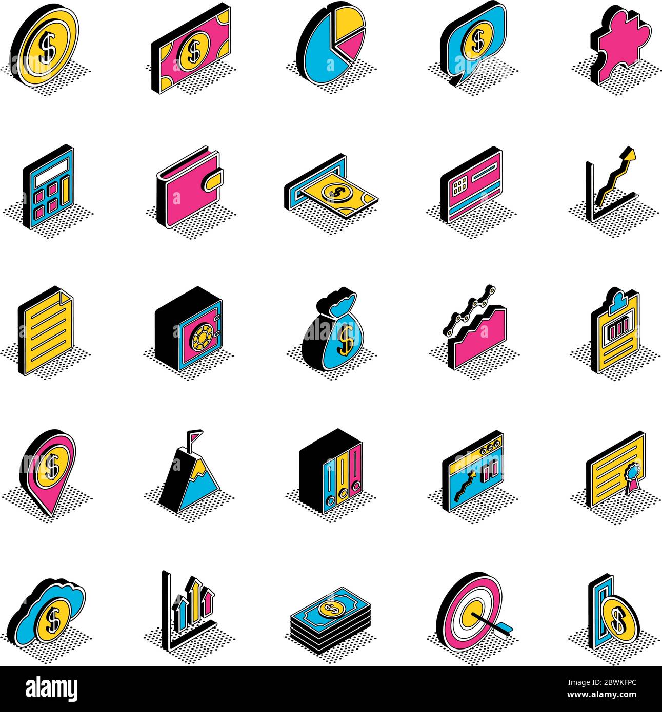 Money and financial isometric style icon set vector design Stock Vector ...