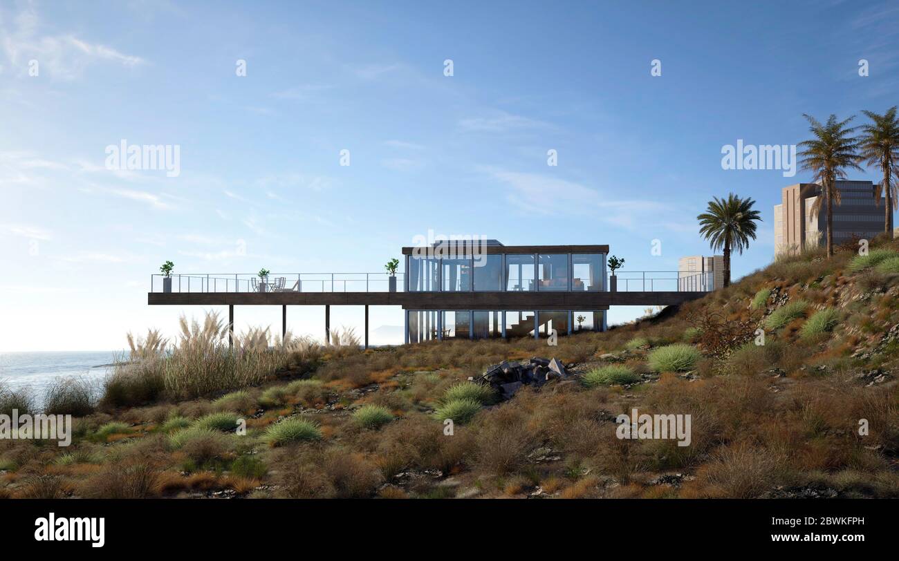 3D illustration render building exterior in the outdoor Stock Photo - Alamy
