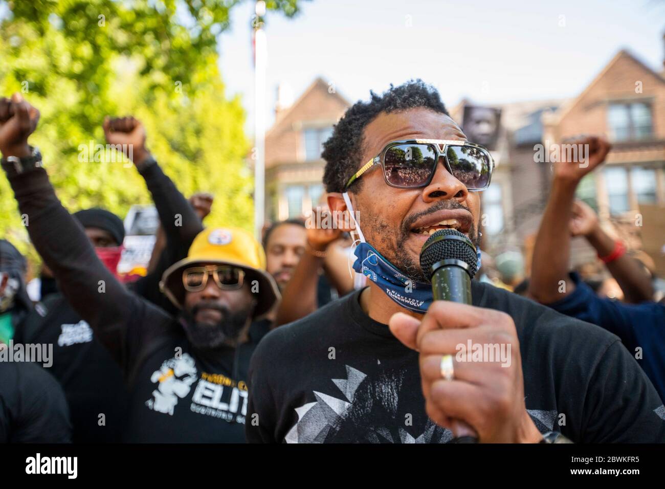 June 1, 2020: Marquis Armstrong speaks to the crowd of protesters that ...