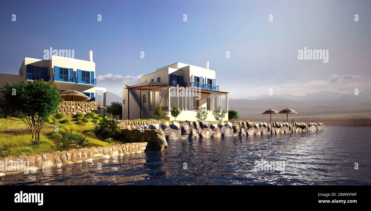 3D illustration render building exterior in the outdoor Stock Photo - Alamy