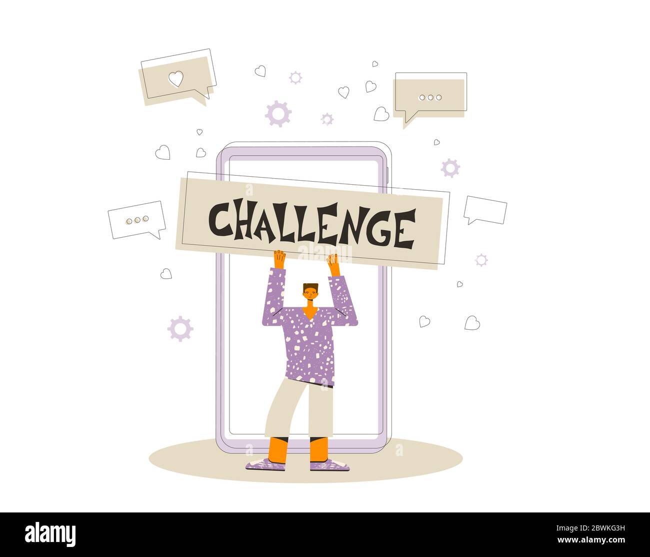 Challenge annonce. Social media flashmob or contest. Vector flat ...