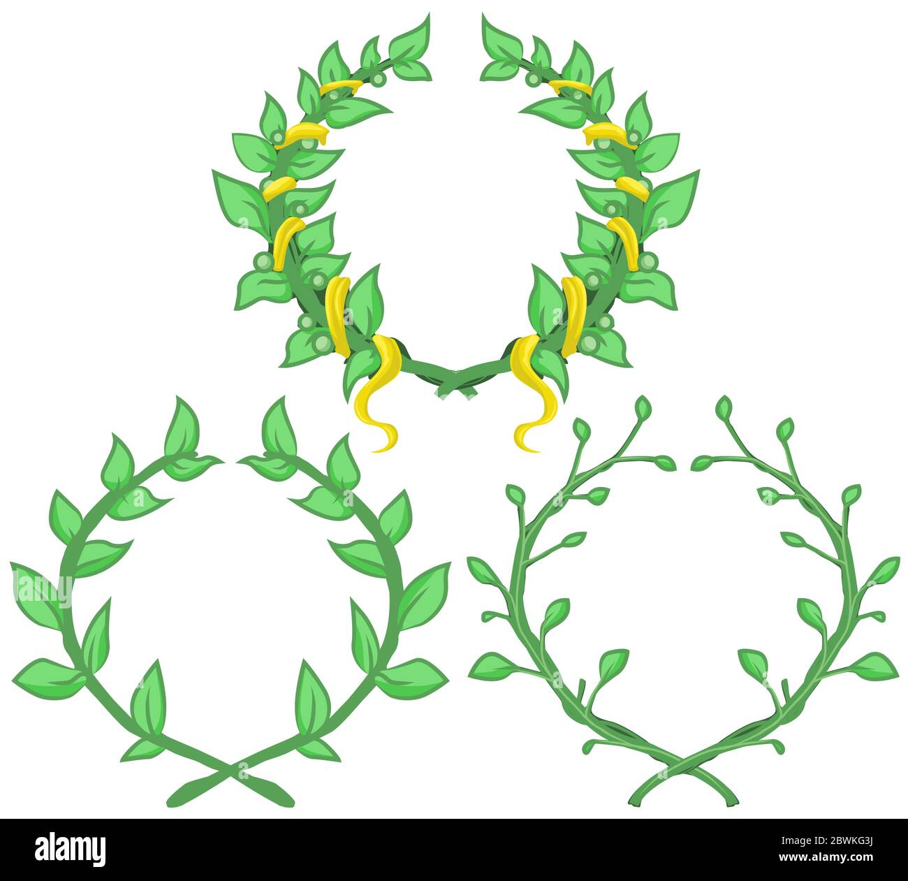 Laurel wreaths cartoon design element set color, isolated vector ...
