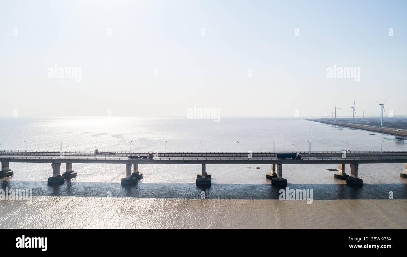 aerial view of the cross-sea bridge, the Donghai bridge Stock Photo - Alamy