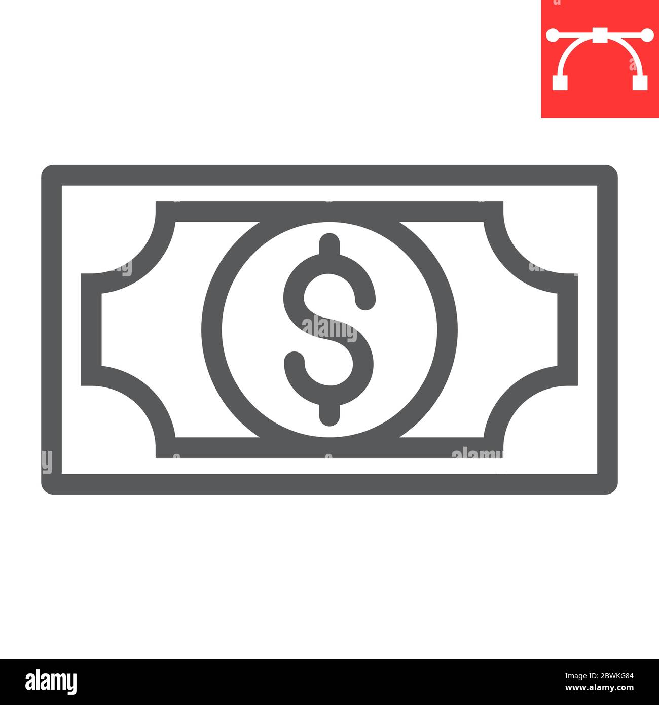 Dollar money line icon, finance and currency, dollar sign vector ...