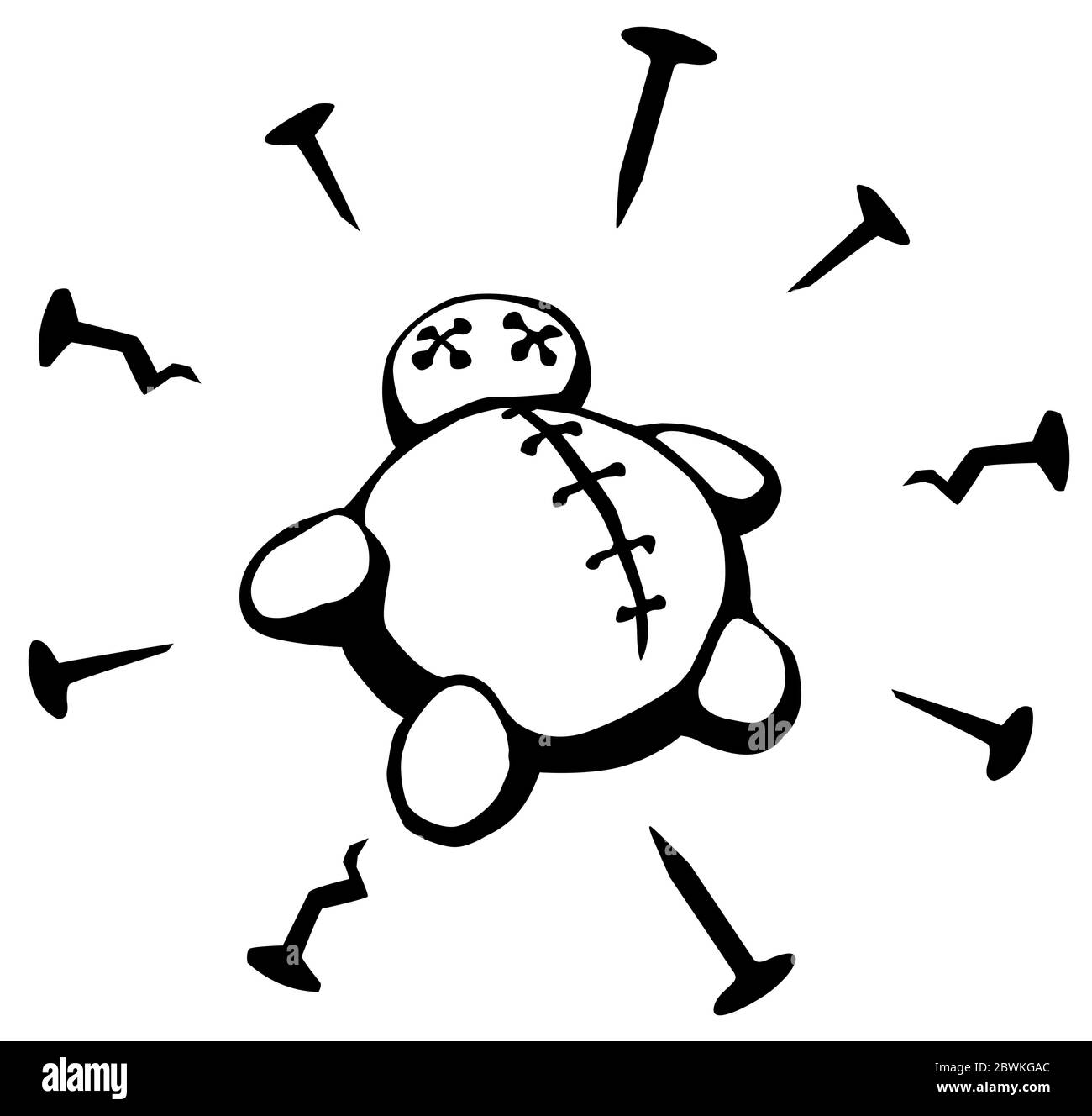 Voodoo doll fat stencil black, vector illustration, horizontal ...