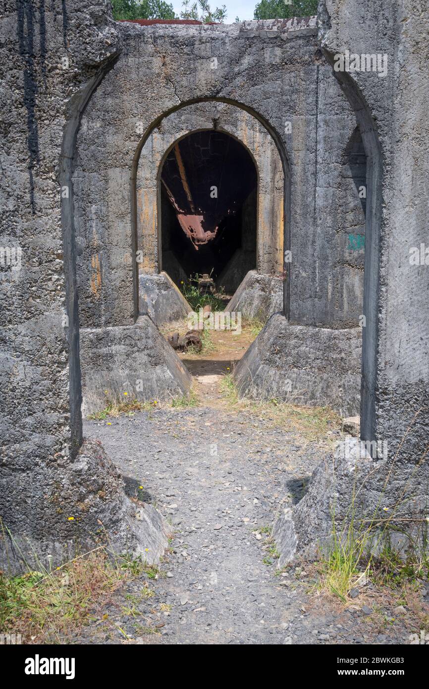Derelict cyanide tanks at the Victoria Battery, Karangahake Gorge, near ...