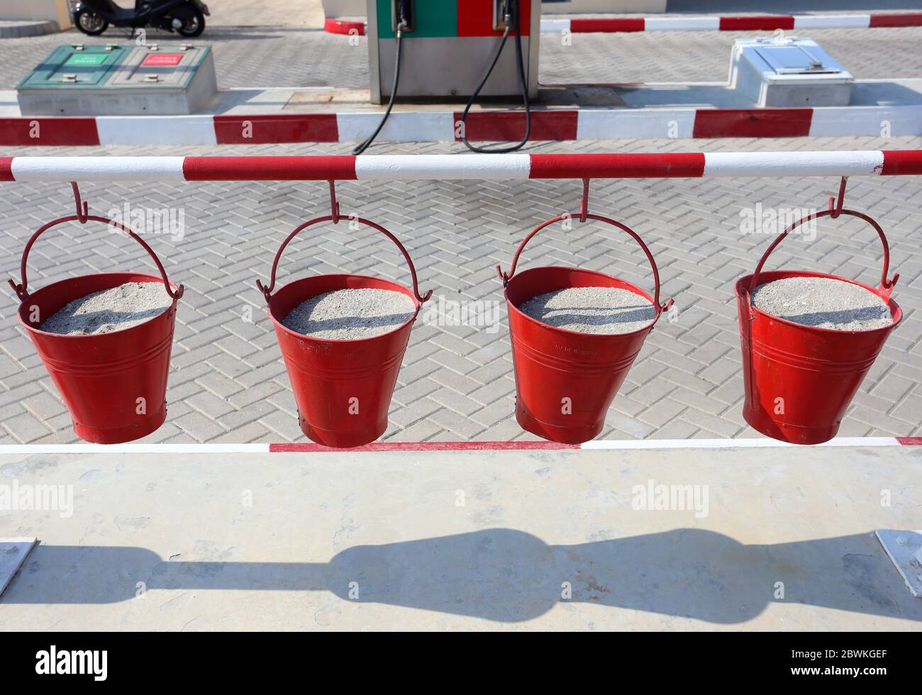 Petrol station fire bucket hi-res stock photography and images - Alamy