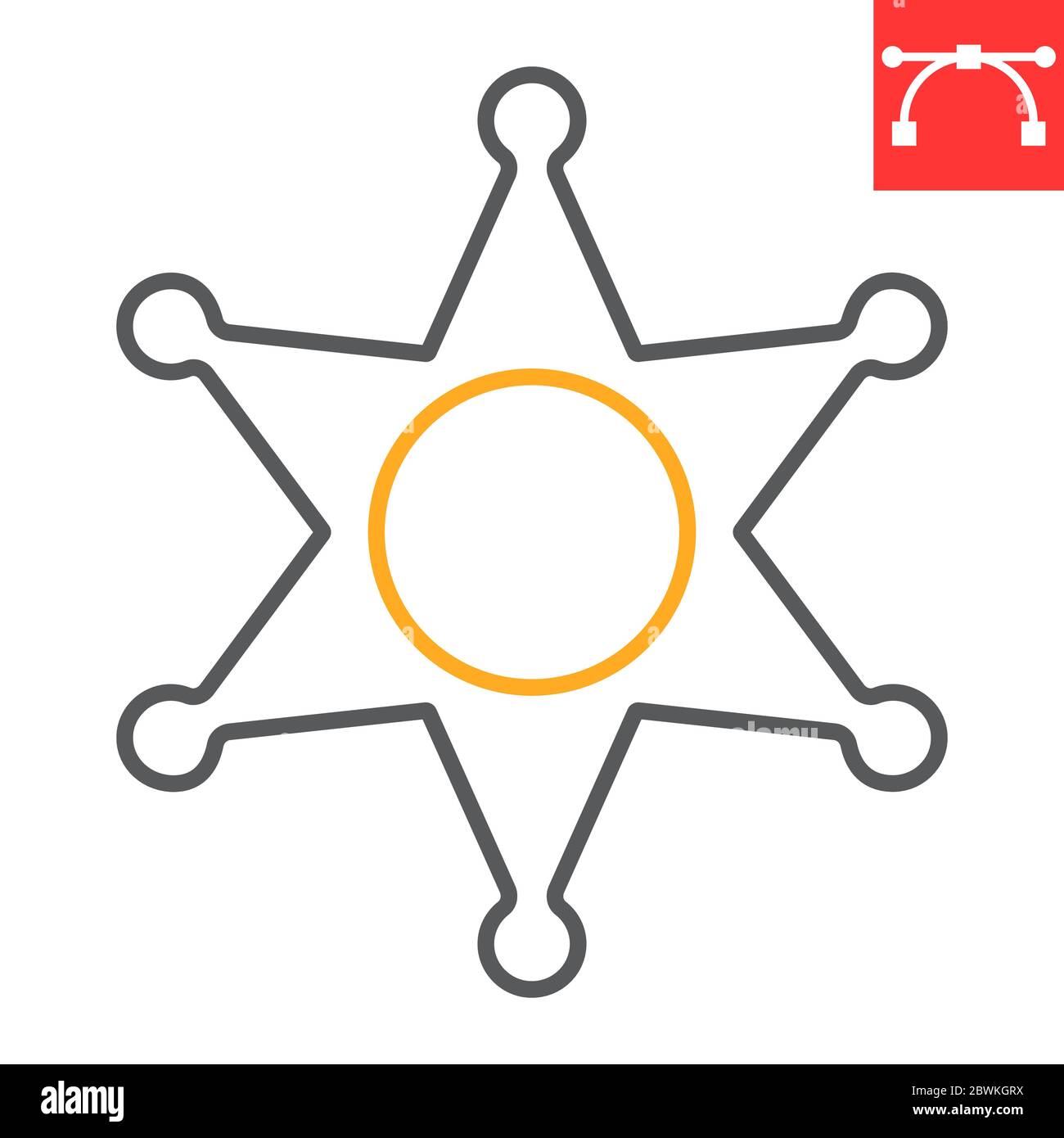 Sheriff star color line icon, USA and justice, police star sign vector ...