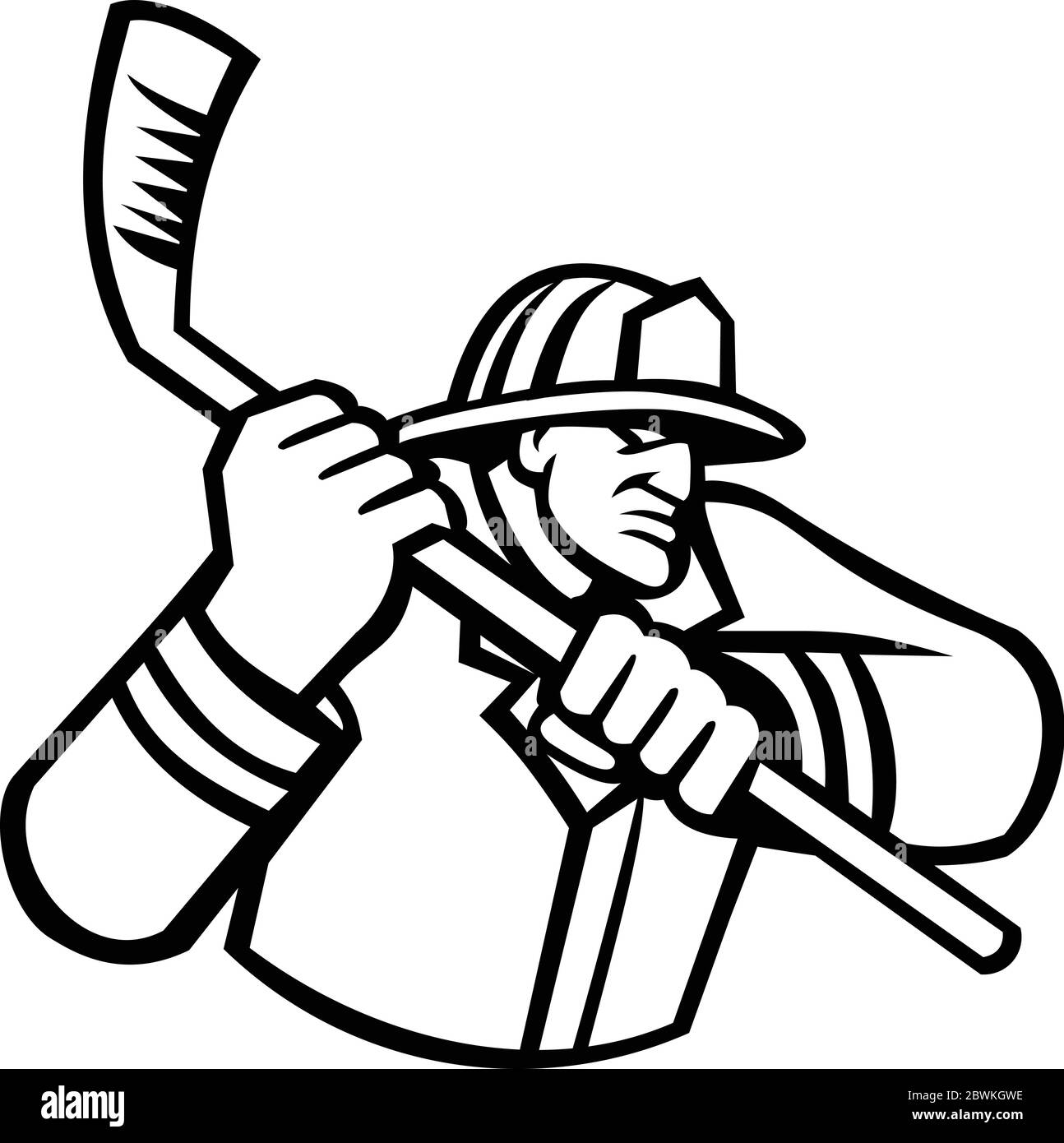 Mascot icon illustration of bust of a fireman or firefighter, a rescuer ...