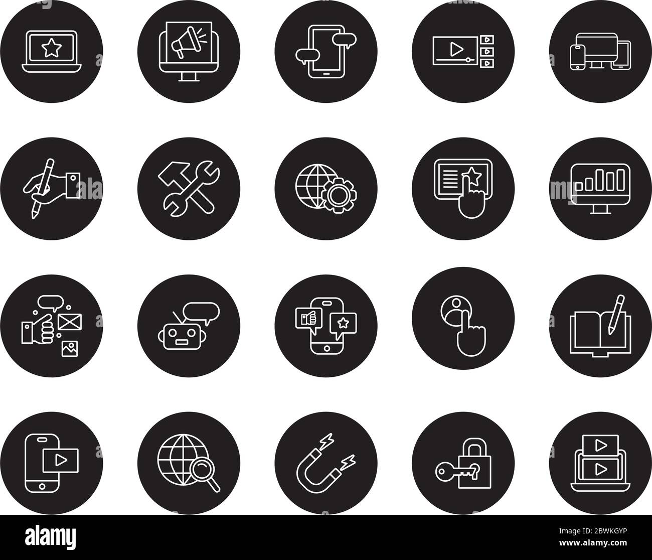 set of digital contents icons Stock Vector Image & Art - Alamy