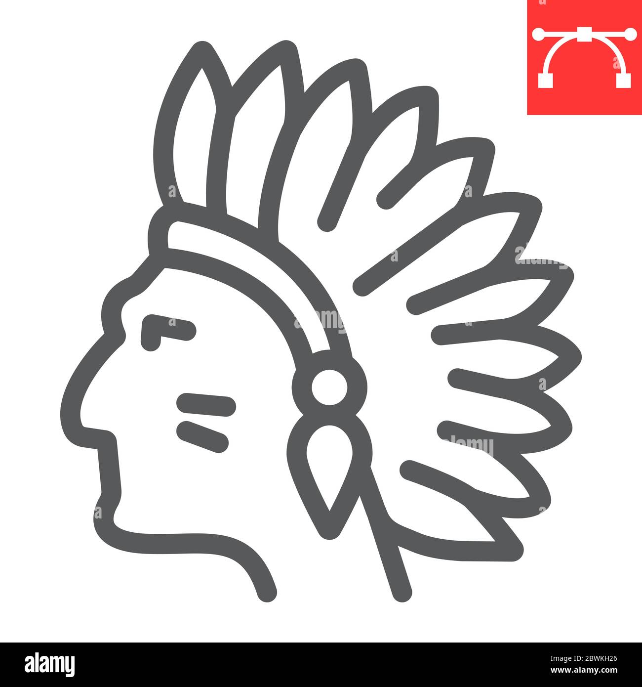 Injun line icon, america and navajo, redskin sign vector graphics ...