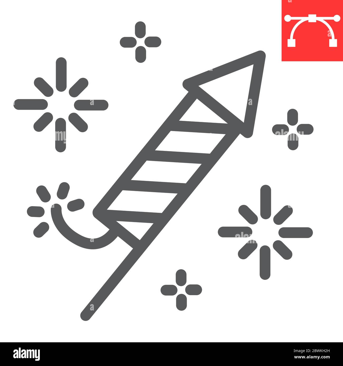 Firework rocket line icon, independence day and christmas, firecracker ...