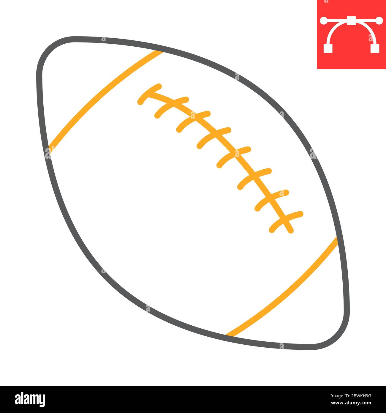 American football ball color line icon, sport and game, football ball ...