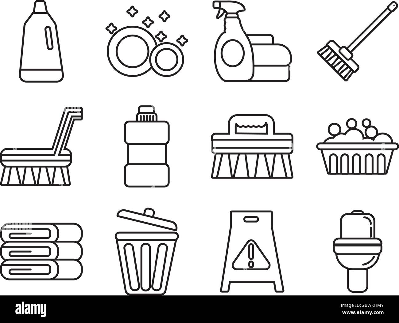 cleansing and desinfecting set icons Stock Vector Image & Art - Alamy