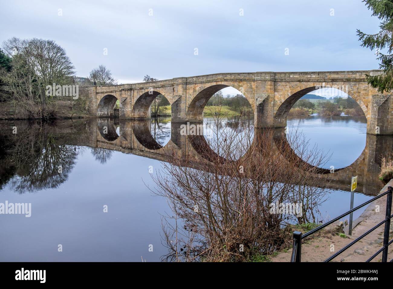 Chollerford Bridge over the river Tyne, Northumberland Stock Photo - Alamy
