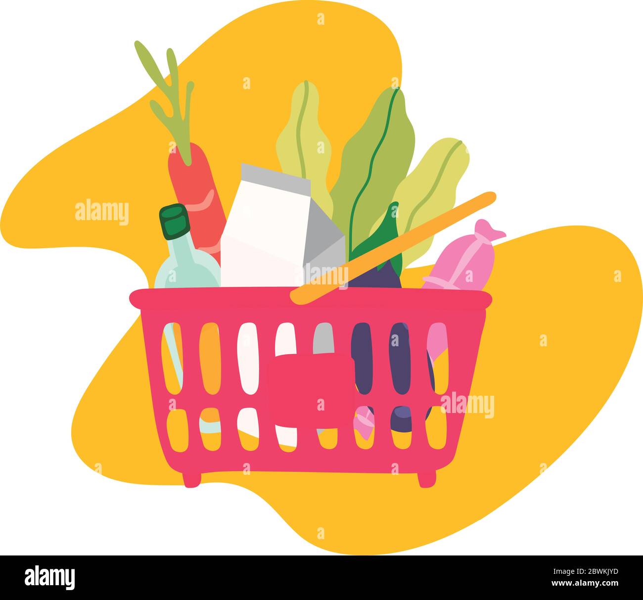 groceries in plastic basket block style Stock Vector Image & Art - Alamy