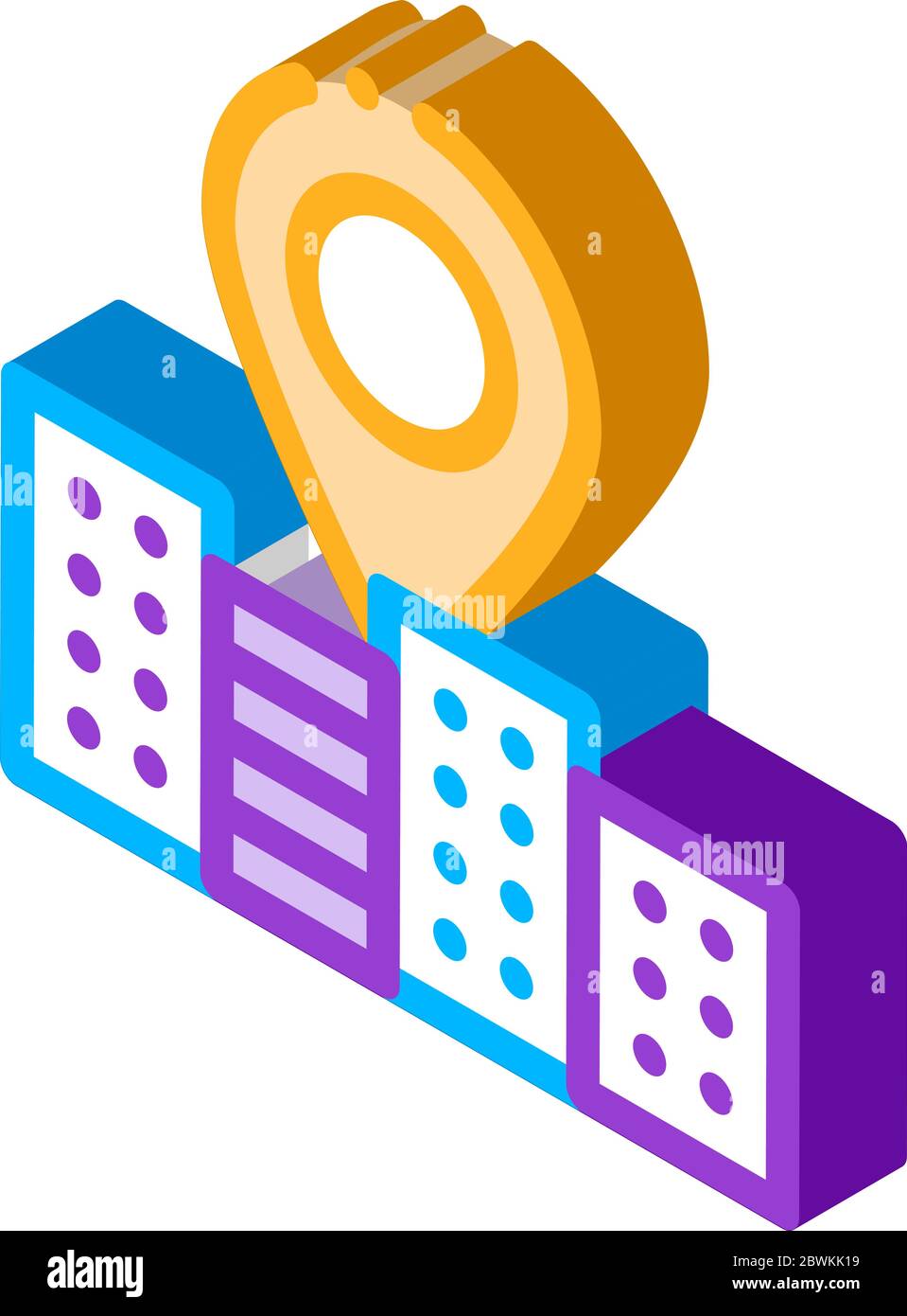 Gps Locaton Mark And Building isometric icon vector illustration Stock ...