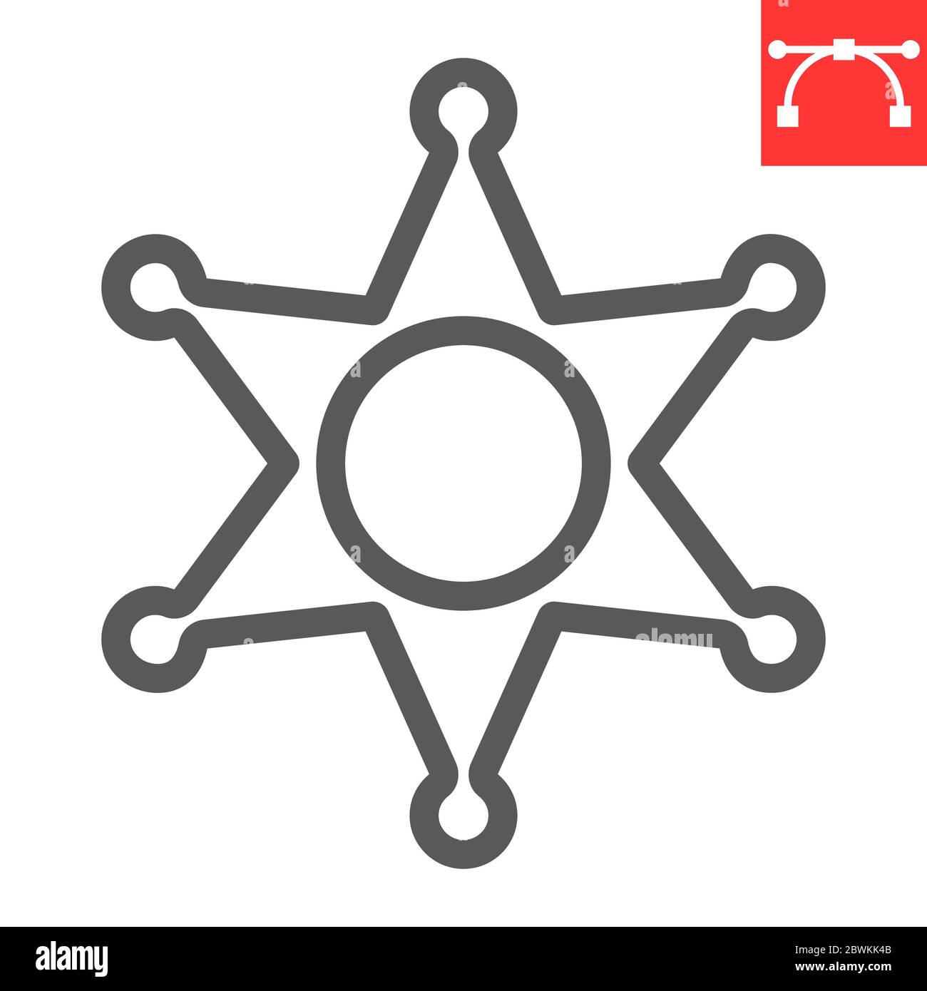 Sheriff star line icon, USA and justice, police star sign vector ...
