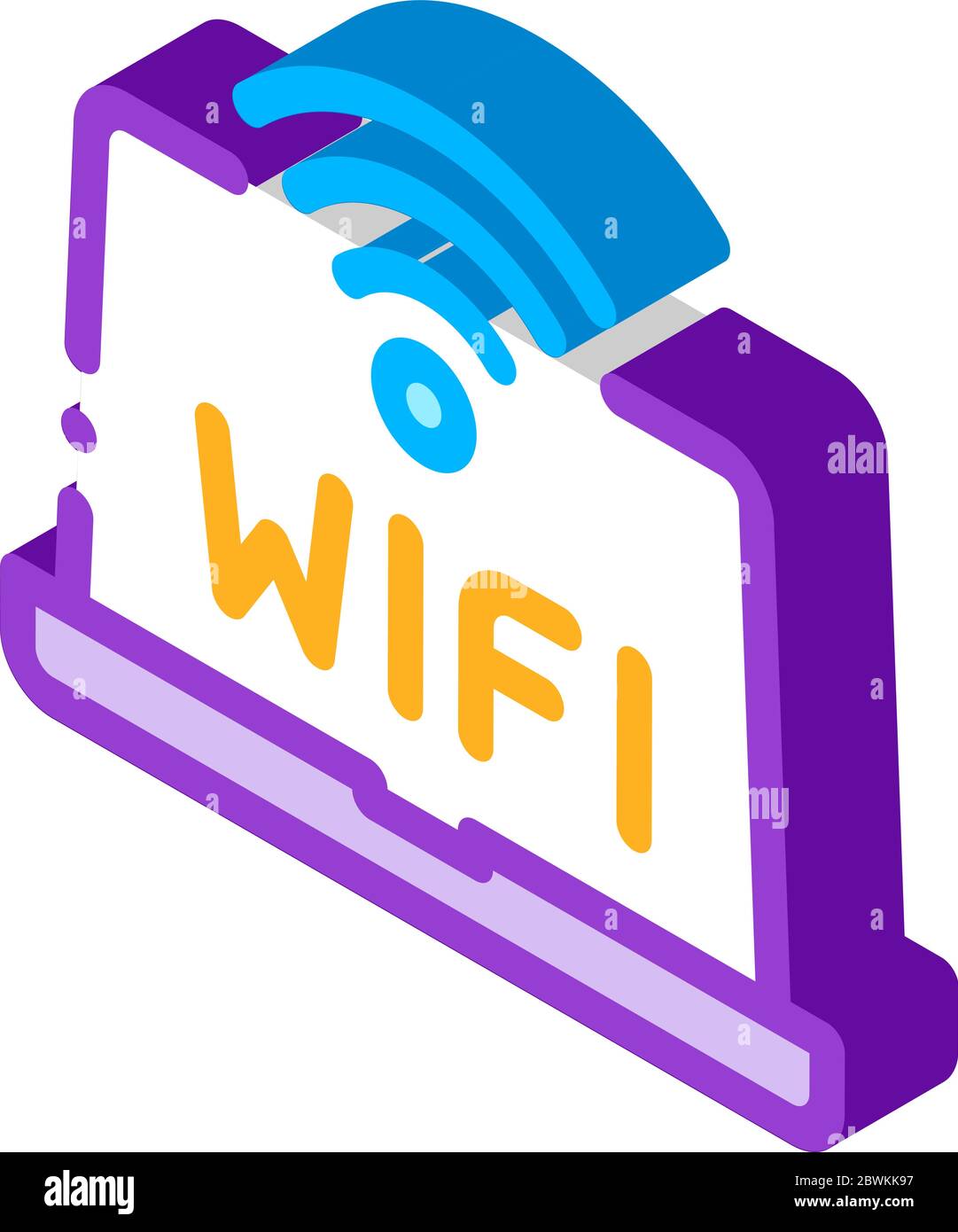 Wifi Sign And Word On Laptop Display isometric icon vector illustration ...