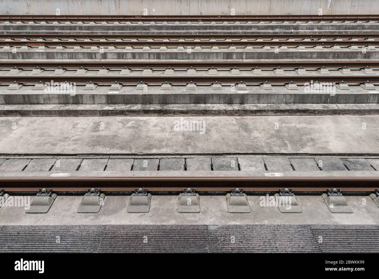 Railway track- road with rail track guide Stock Photo - Alamy